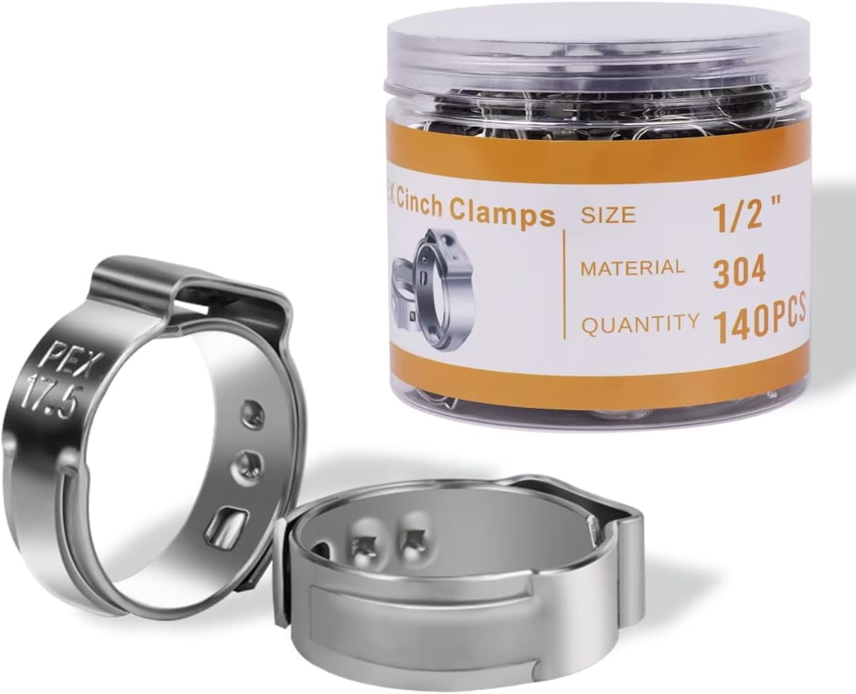 140 Pack 1/2 Inch Pex Cinch Clamp Rings, Stainless Steel PEX Crimp Ring ...