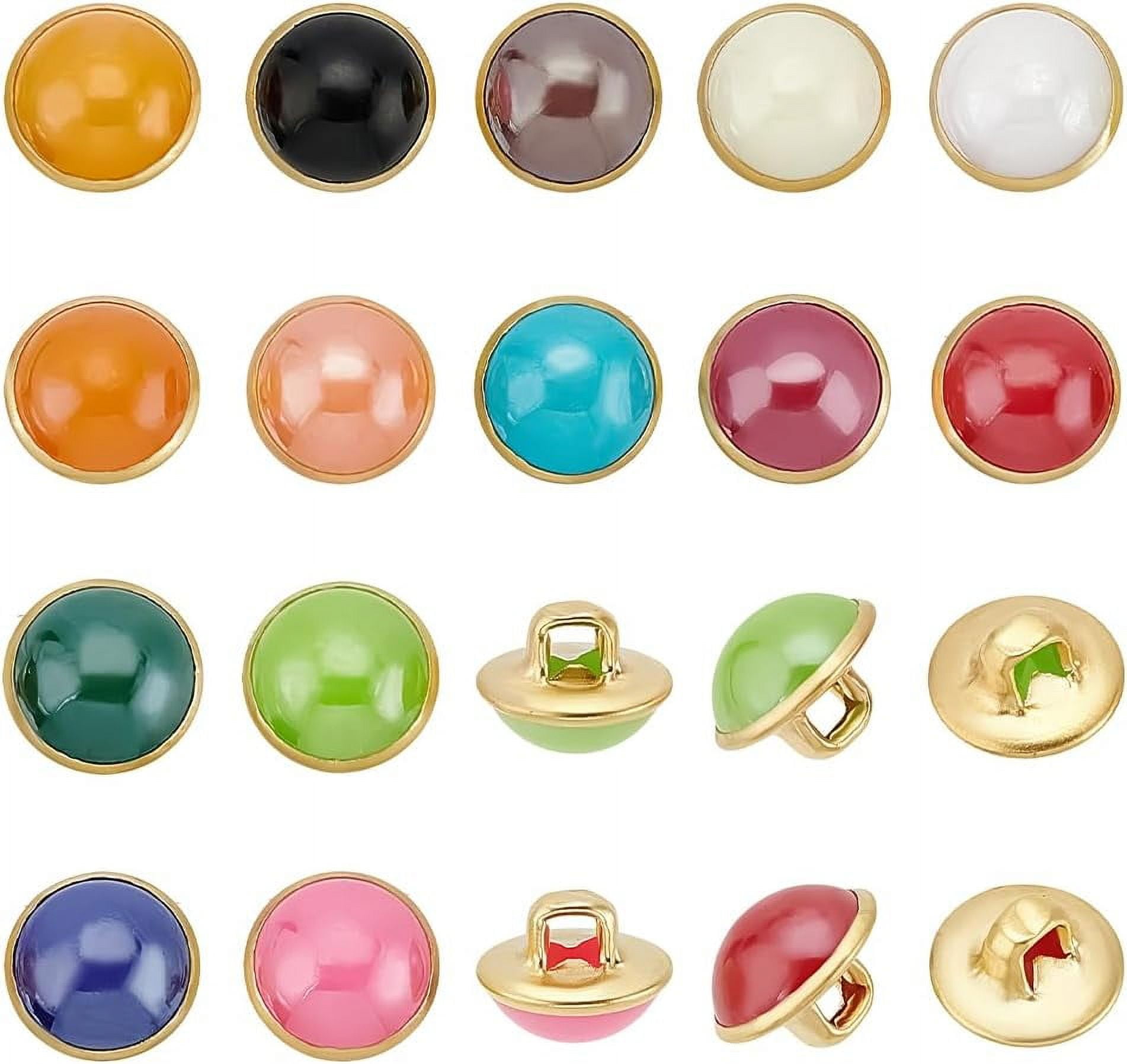 140 Pcs 10mm Brass Resin Shank Buttons 14 Colors Half Round Sewing ...