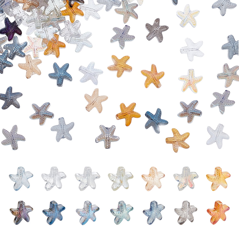 140 Pcs 14 Colors Starfish Glass Beads Electroplate AB Color Starfish ...