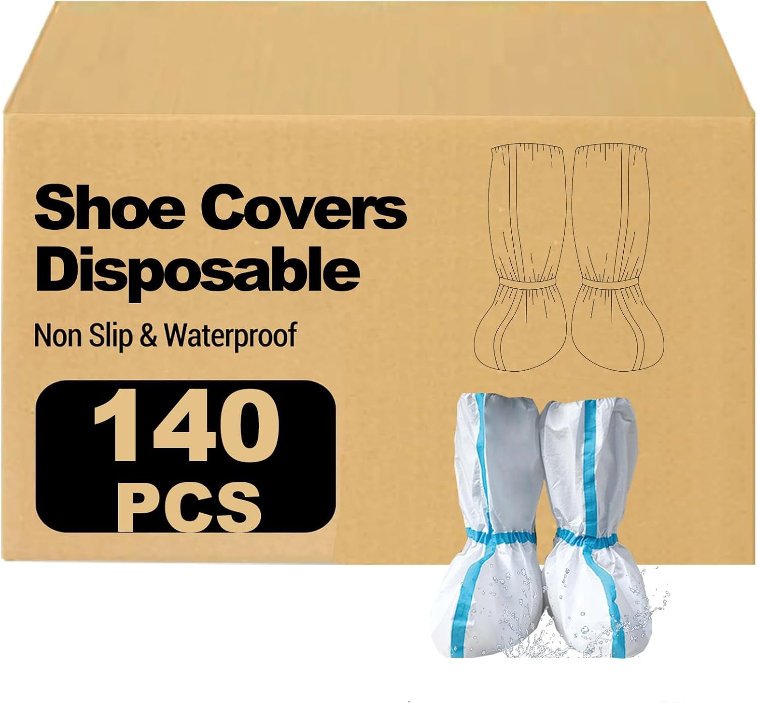140 Pcs(70 Pairs) Hazmat Shoe Covers Disposable & Boot Foot covers ...