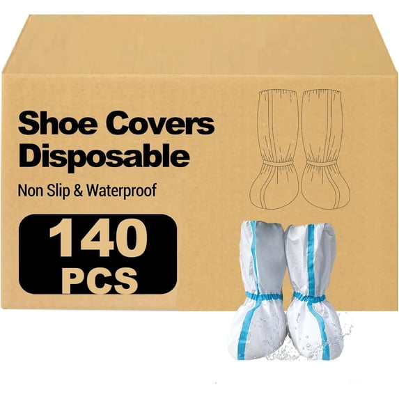 140 Pcs(70 Pairs) Hazmat Shoe Covers Disposable & Boot Foot covers ...