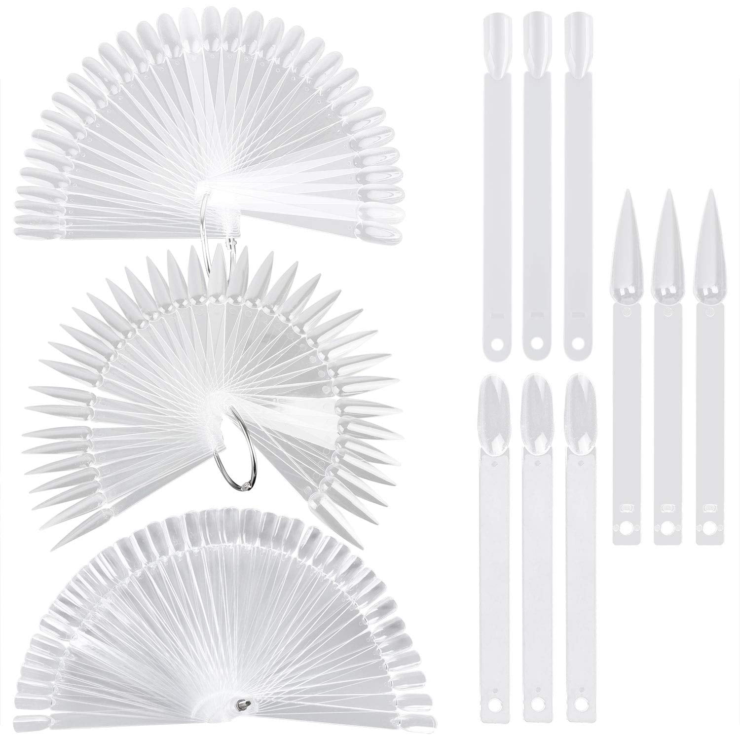 140 Pcs Fan-Shaped Nail Art Tips Display Polish Board Clear Nail Sample ...