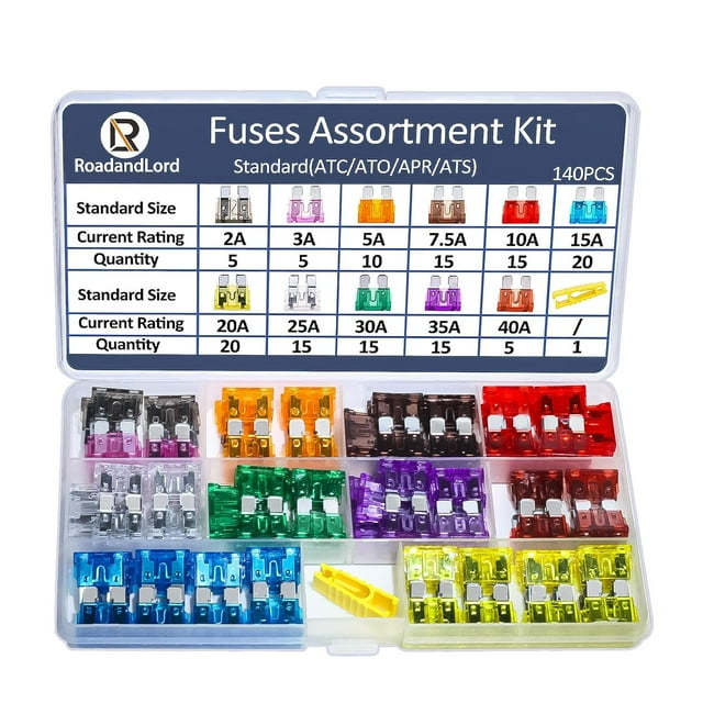 140 Pcs Standard Blade Fuses Assortment Kit – ATC/ATO/APR/ATS Fuse ...