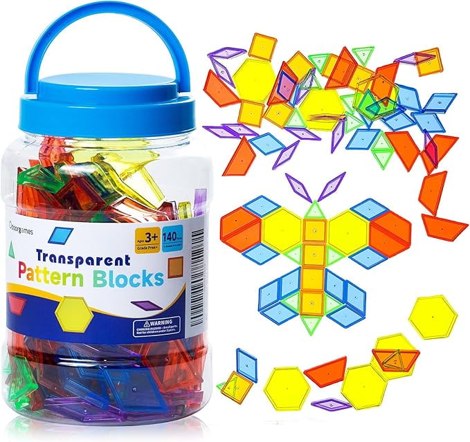 140 Pcs Translucent Pattern Blocks - Educational Light Table ...