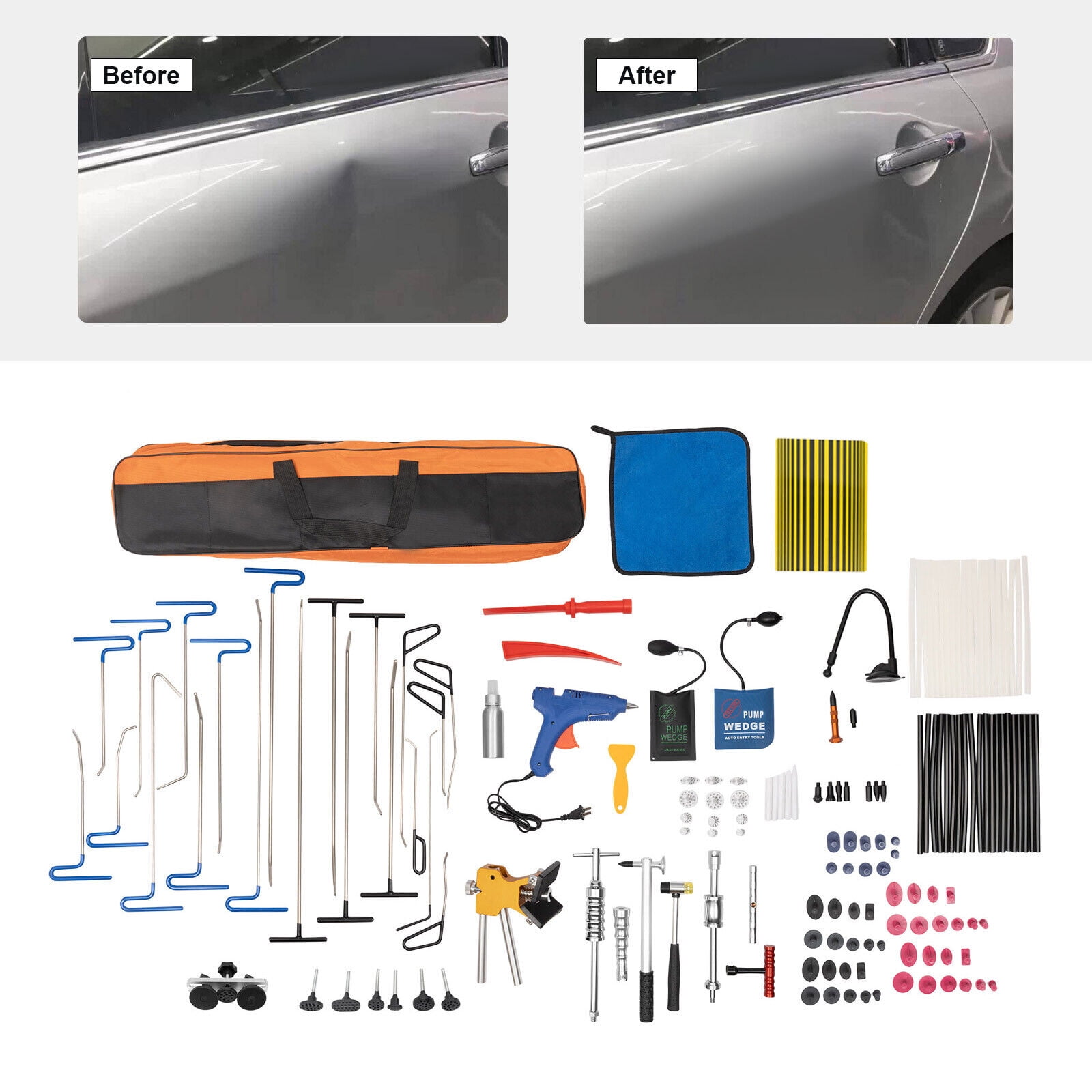 140 Pcs Universal Car Dent Paintless Repair Kits Tools Puller Push Rods ...