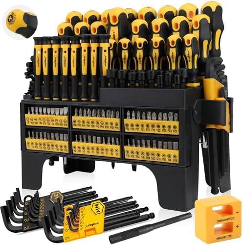 140-Piece Magnetic Screwdriver Set with Plastic Racking, Includes SAE ...
