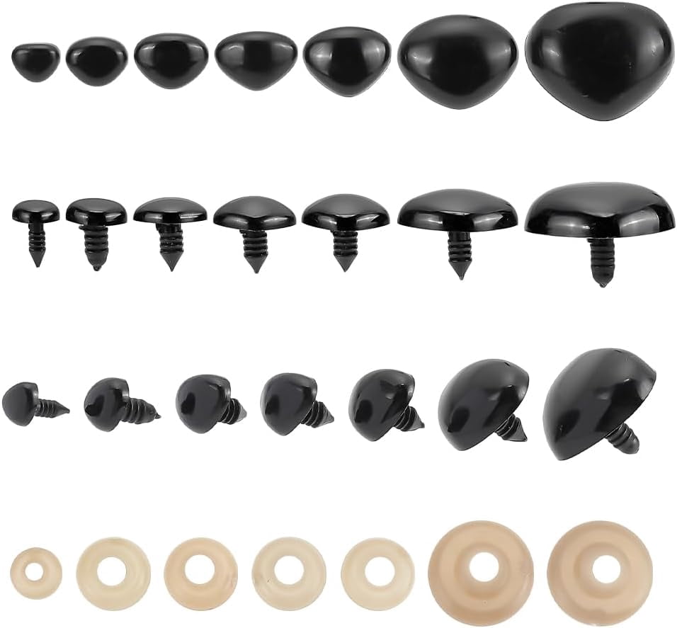 140 Sets Black Safety Noses 7 Sizes Plastic Crafting Noses Triangle ...