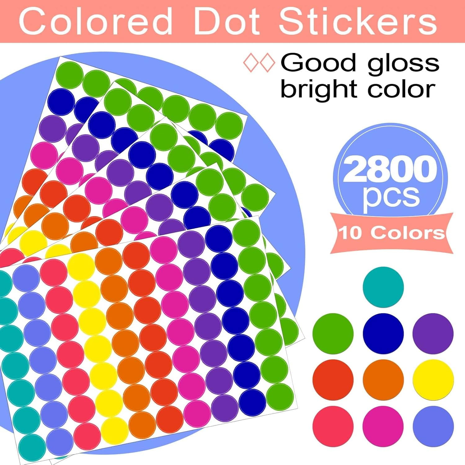 1400 PCS Colored Dot Stickers Round Color Coding Labels Classroom Must ...