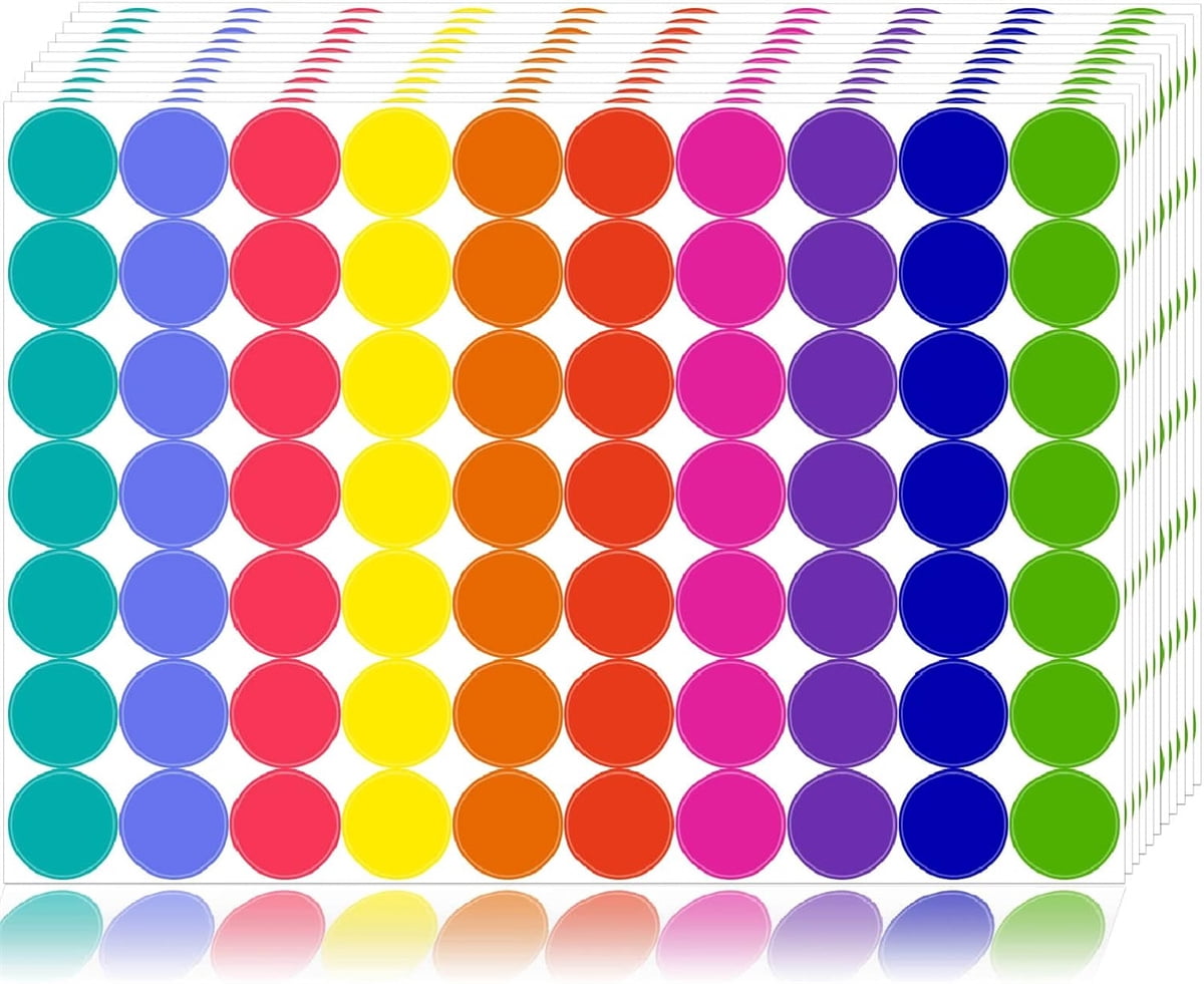 1400 Pcs Color Dot Stickers,Tutuviw 3/4" Round Coded Labels,Dot Label ...