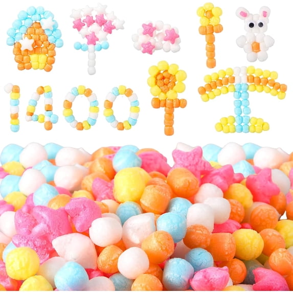 1400 Pcs Magic Noodles Foam Crafts Puffs Corn Craft Arts Kit Bulk Stem ...