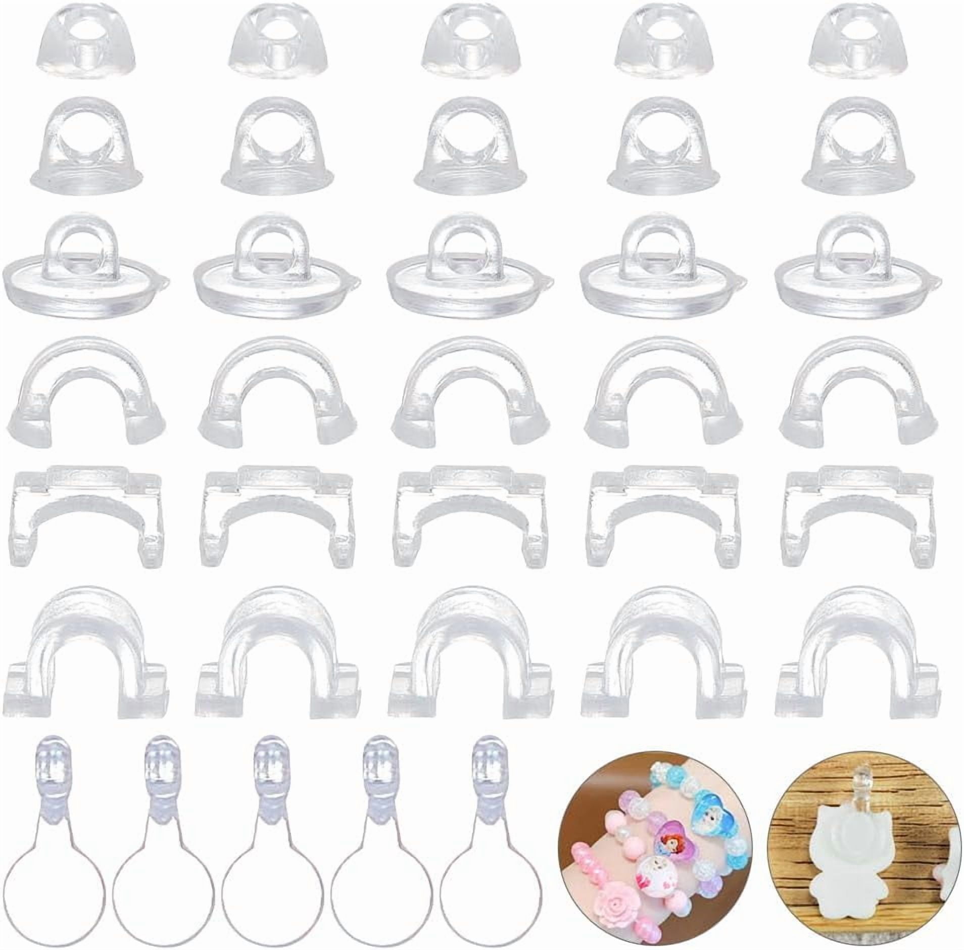 1400 Pcs AS Plastic Charm Base Settings 7 Styles Glue On Pendant Bails ...