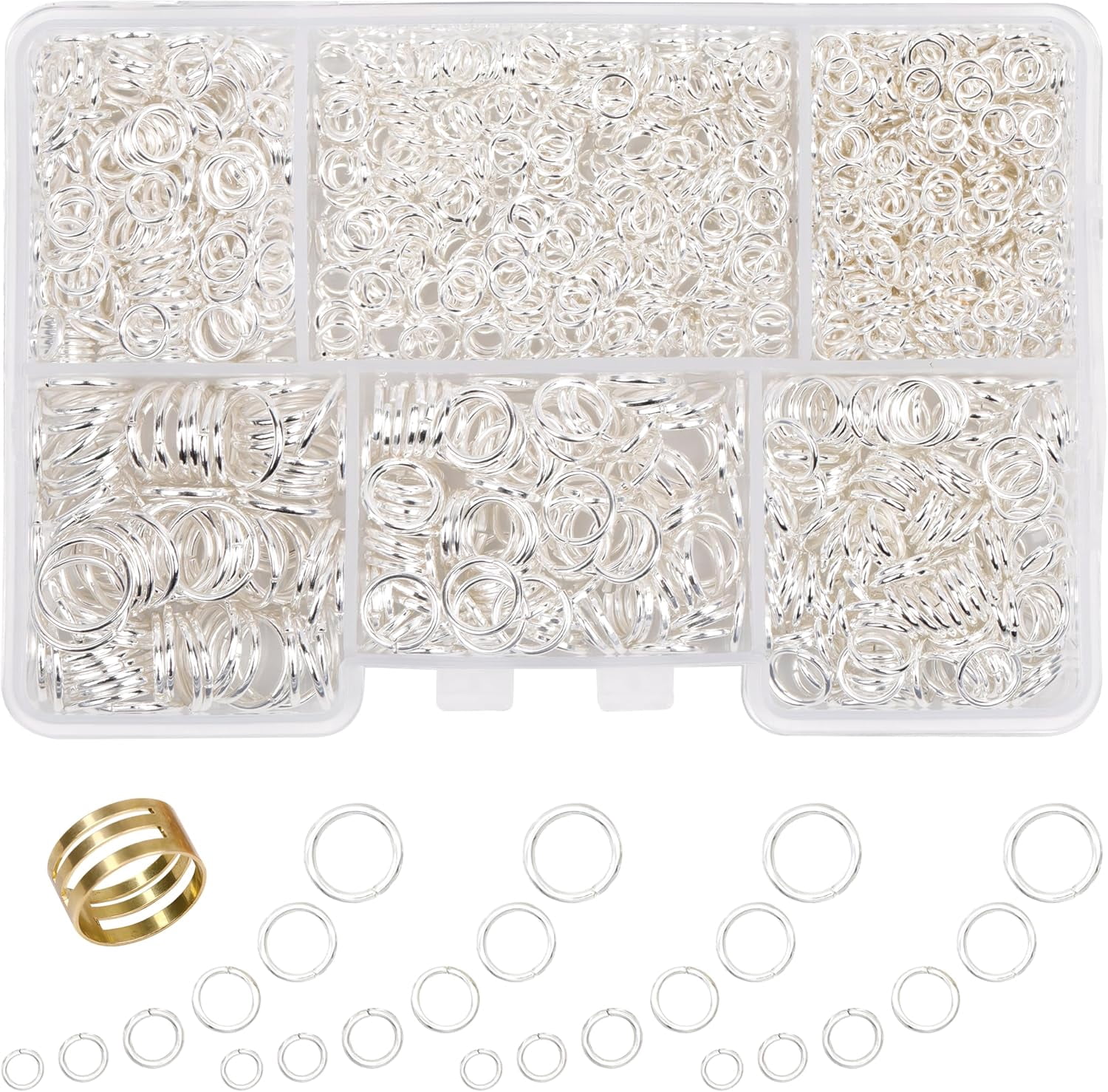 1400 Pcs Silver Jump Rings for Jewelry Making 6 Sizes with Open/Close ...