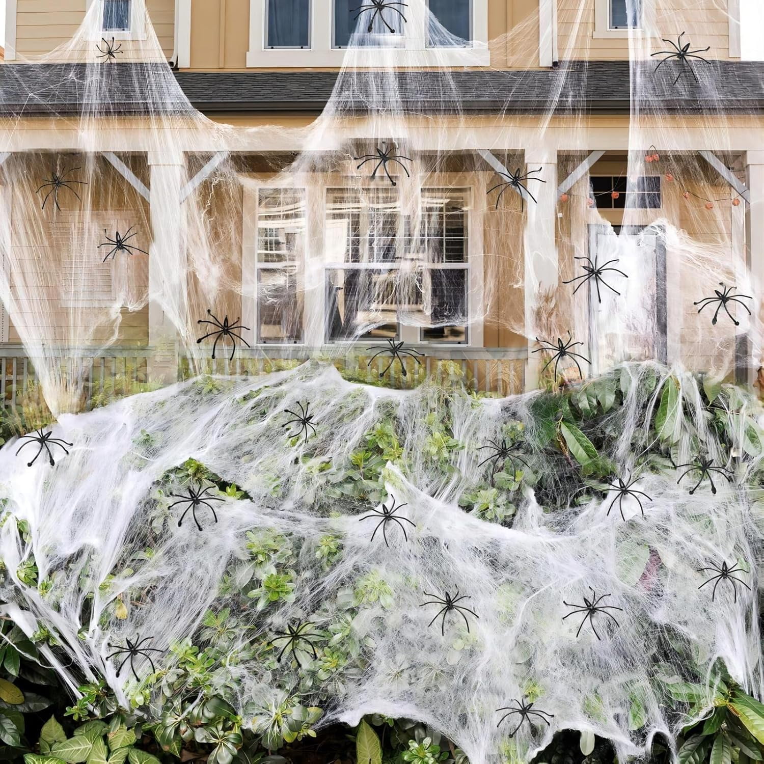 1400 sqft Halloween Spider Webs Decorations with 150 Extra Fake Spiders ...