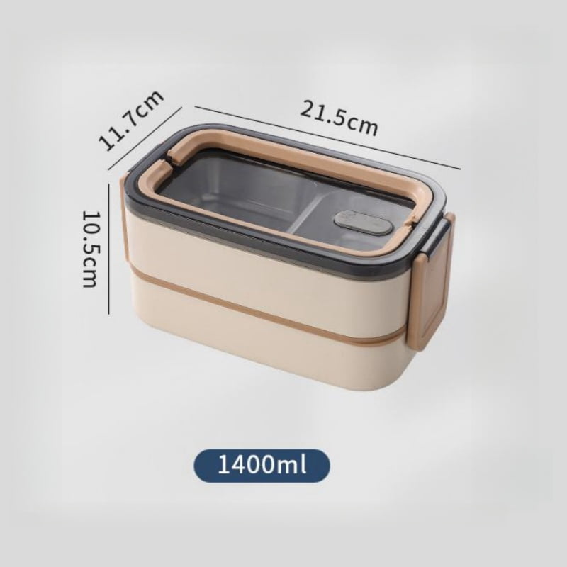 1400ML 304 Stainless Steel Portable Double-layer Lunch Box with Spoon ...