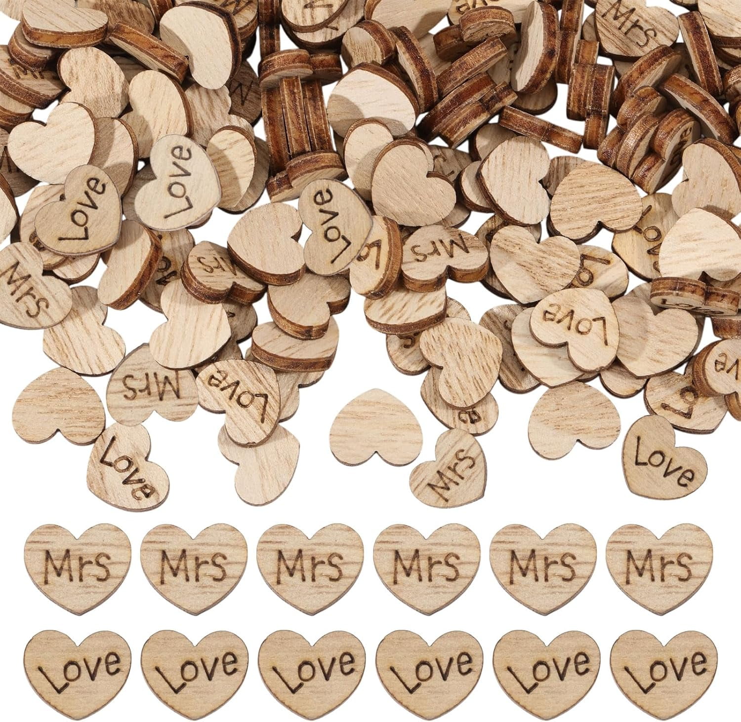 1400Pcs Mrs and Love Heart Wooden Wedding Table Scatter Decorations ...