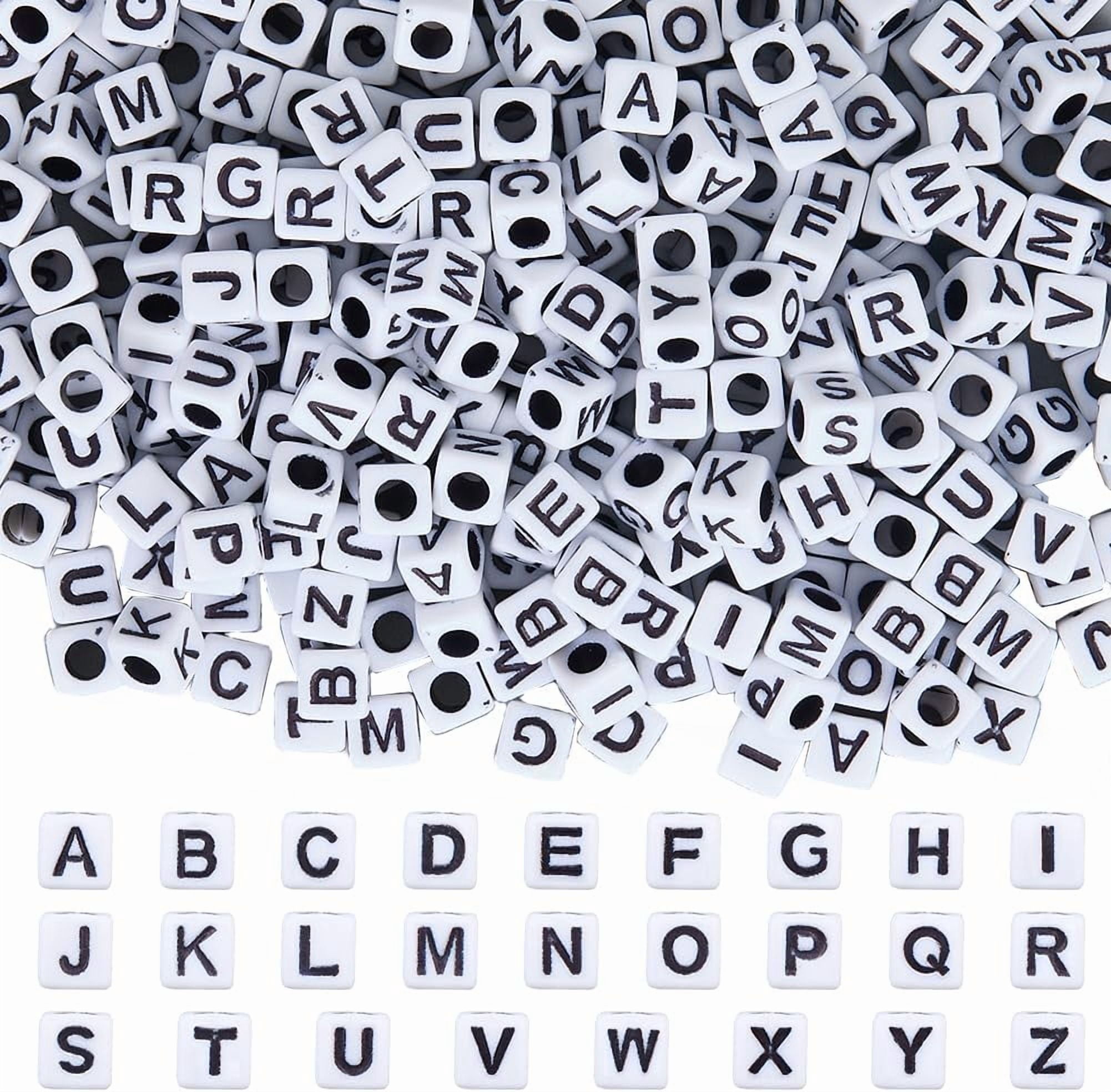 1400Pcs Square Letter Beads Bulk Acrylic Alphabet Bead 6x6mm Small ...