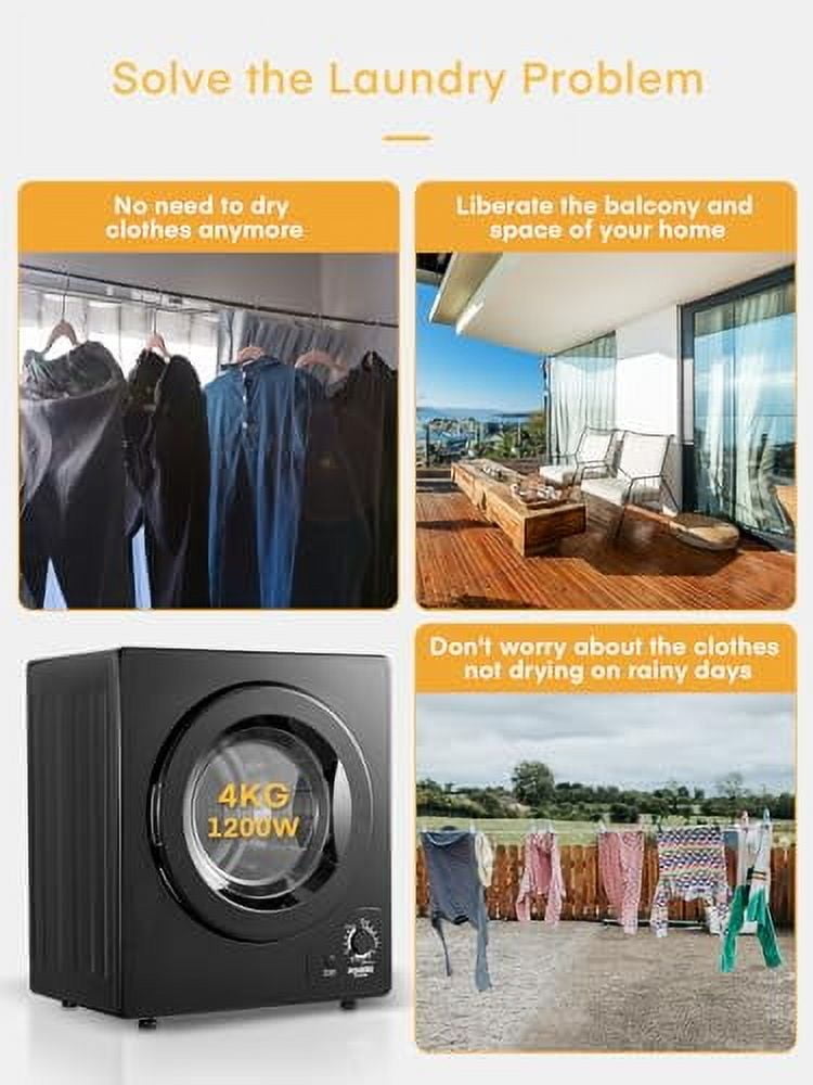 1400W Portable Clothes Dryer, FOHERE Tumble Dryer, 5 Drying Modes, with Stainless Steel Drum ...