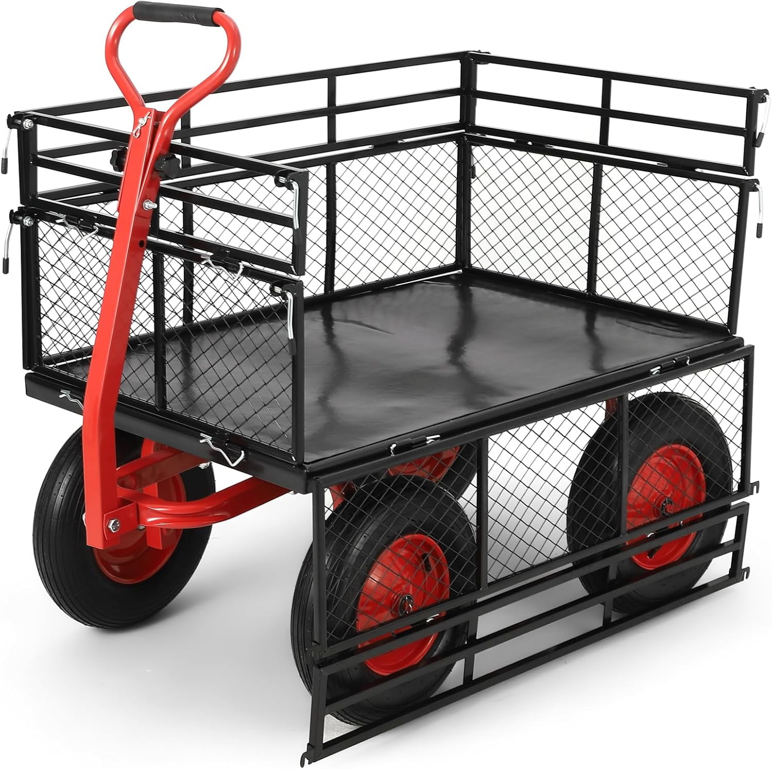 1400lbs Steel Garden Cart, Heavy Duty Yard & Garden Wagon w Removable ...