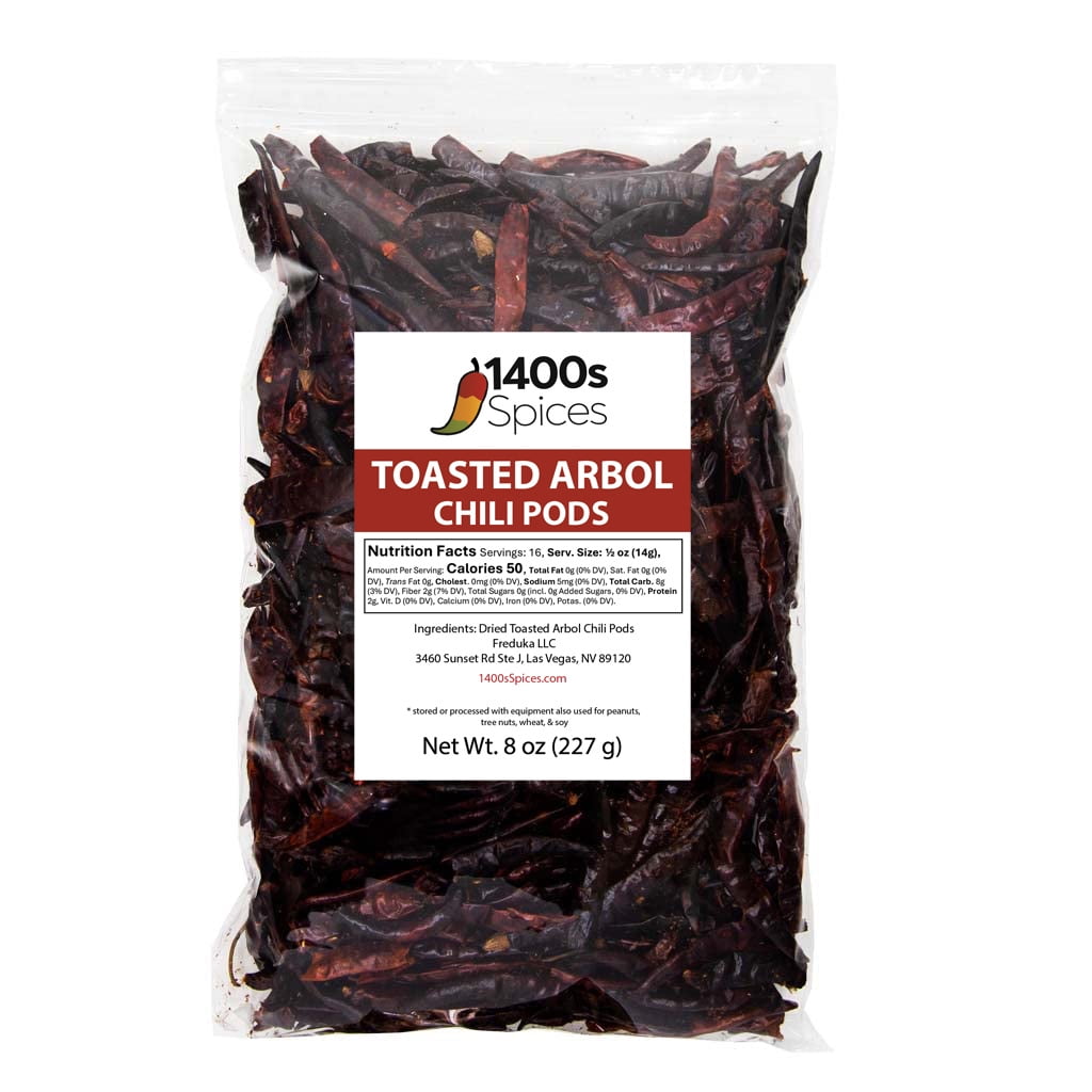 1400s Spices Authentic Mexican Dried Chile de Arbol Tostado, 4oz Chili ...