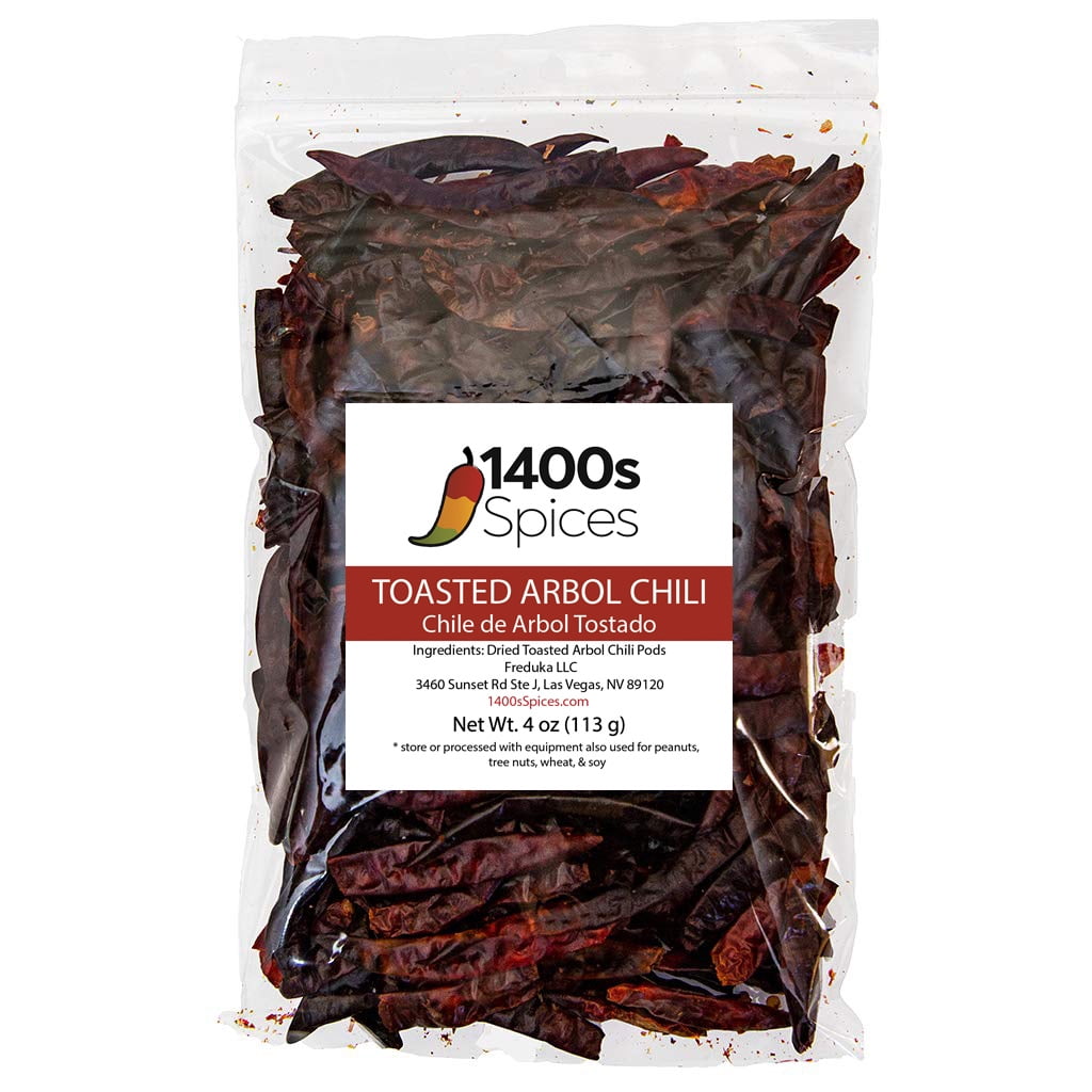 1400s Spices Authentic Mexican Dried Chile de Arbol Tostado, 4oz Chili ...