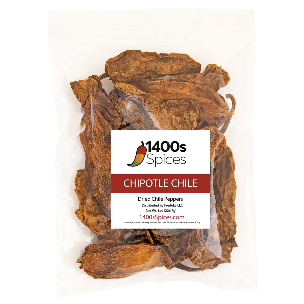 1400s Spices 8oz Mexican Chipotle Meco Chilies, Dried Whole Smoked ...