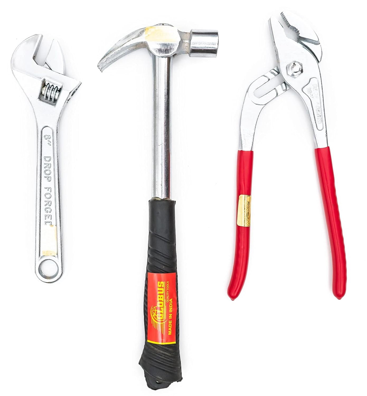 1403 Steel Hand Tool Set - 3 Pcs - 8" Adjustable Wrench Chrome Finish ...