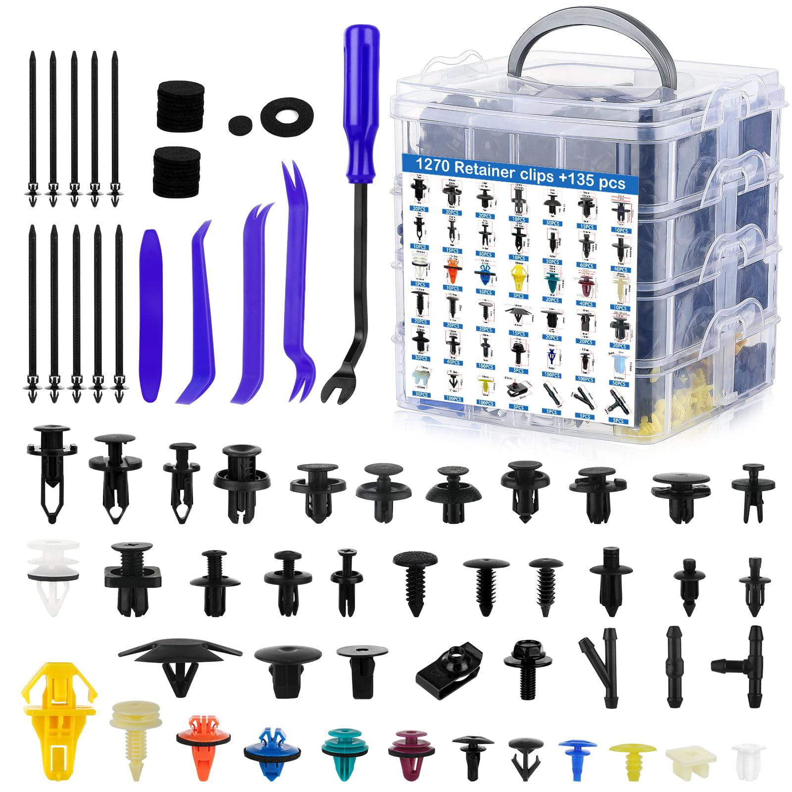 1405Pcs Car Push Retainer Clips Body Clips Plastic Fasteners Kit Fender ...