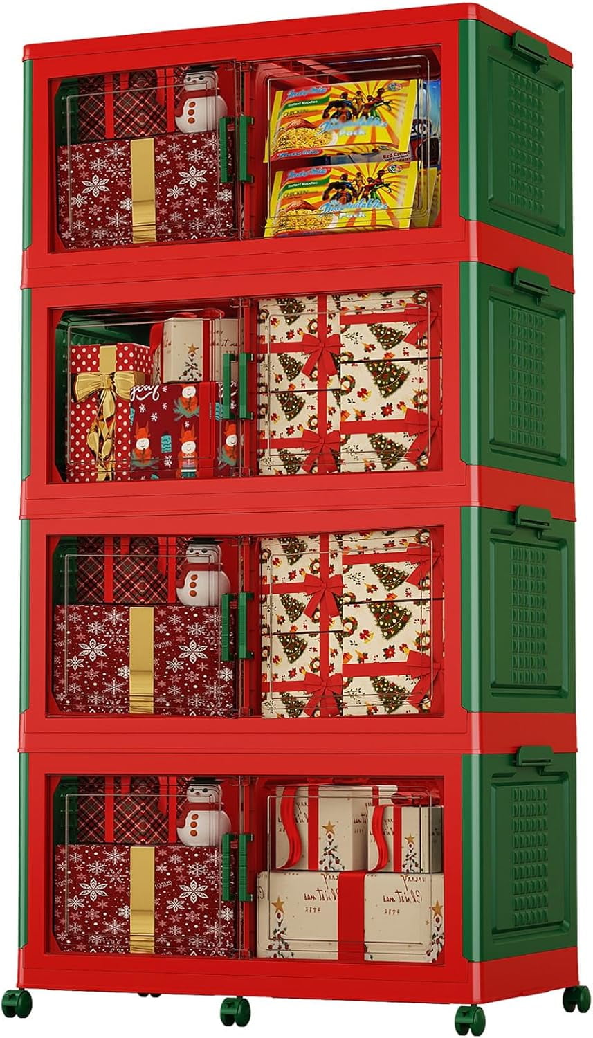 140GAL Christmas Storage Bins with Lid and Wheels, Large Christmas ...