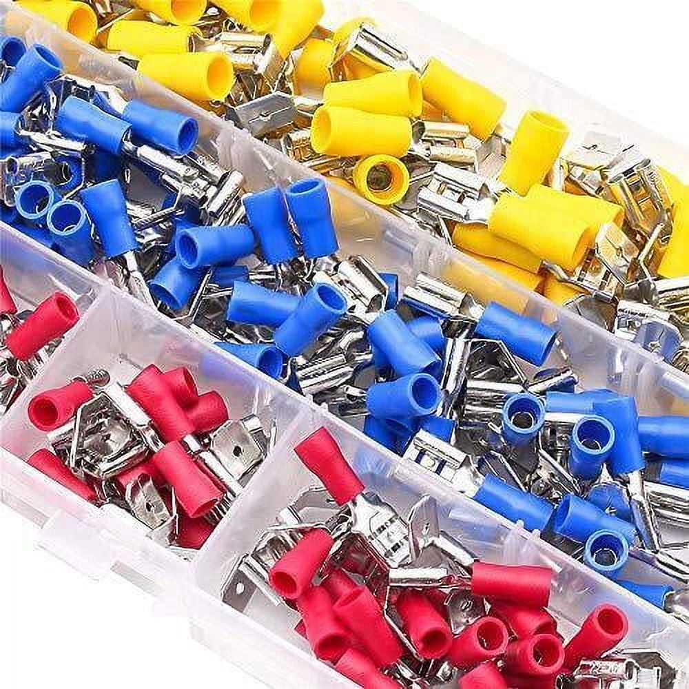 140PCS 22-16/16-14/12-10 AWG Semi-Insulated Piggy Back Spade Quick ...