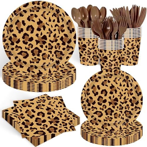 140PCS Leopard Print Party Decorations,Jungle Animal theme Decorations ...