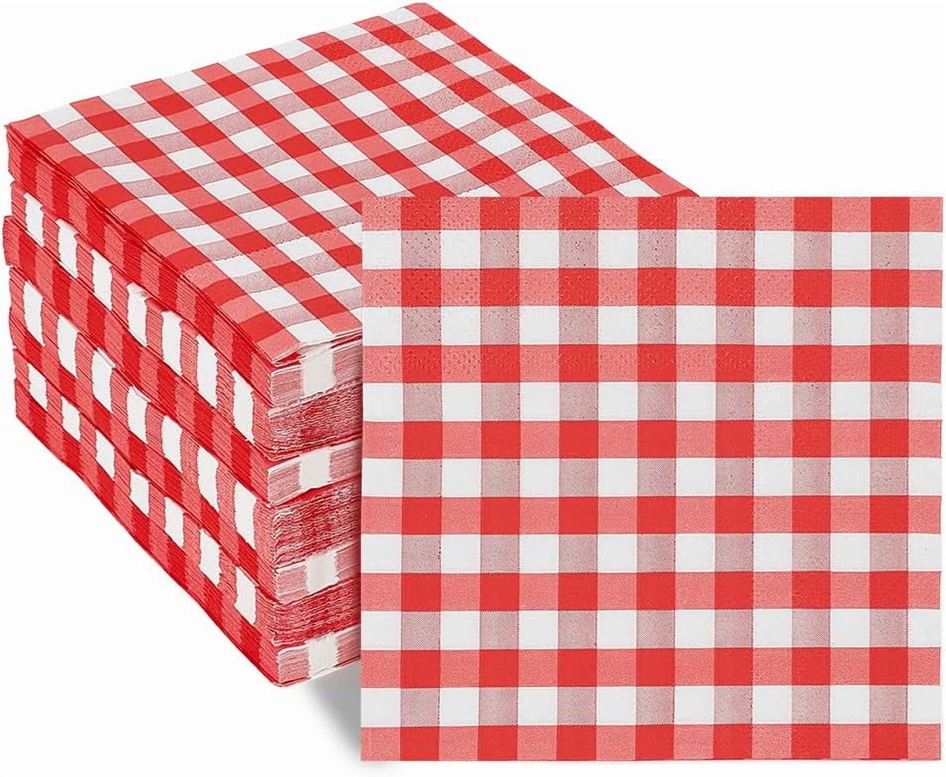 140PCS Red Gingham Napkins Disposablepaper napkins Checkered Napkin ...