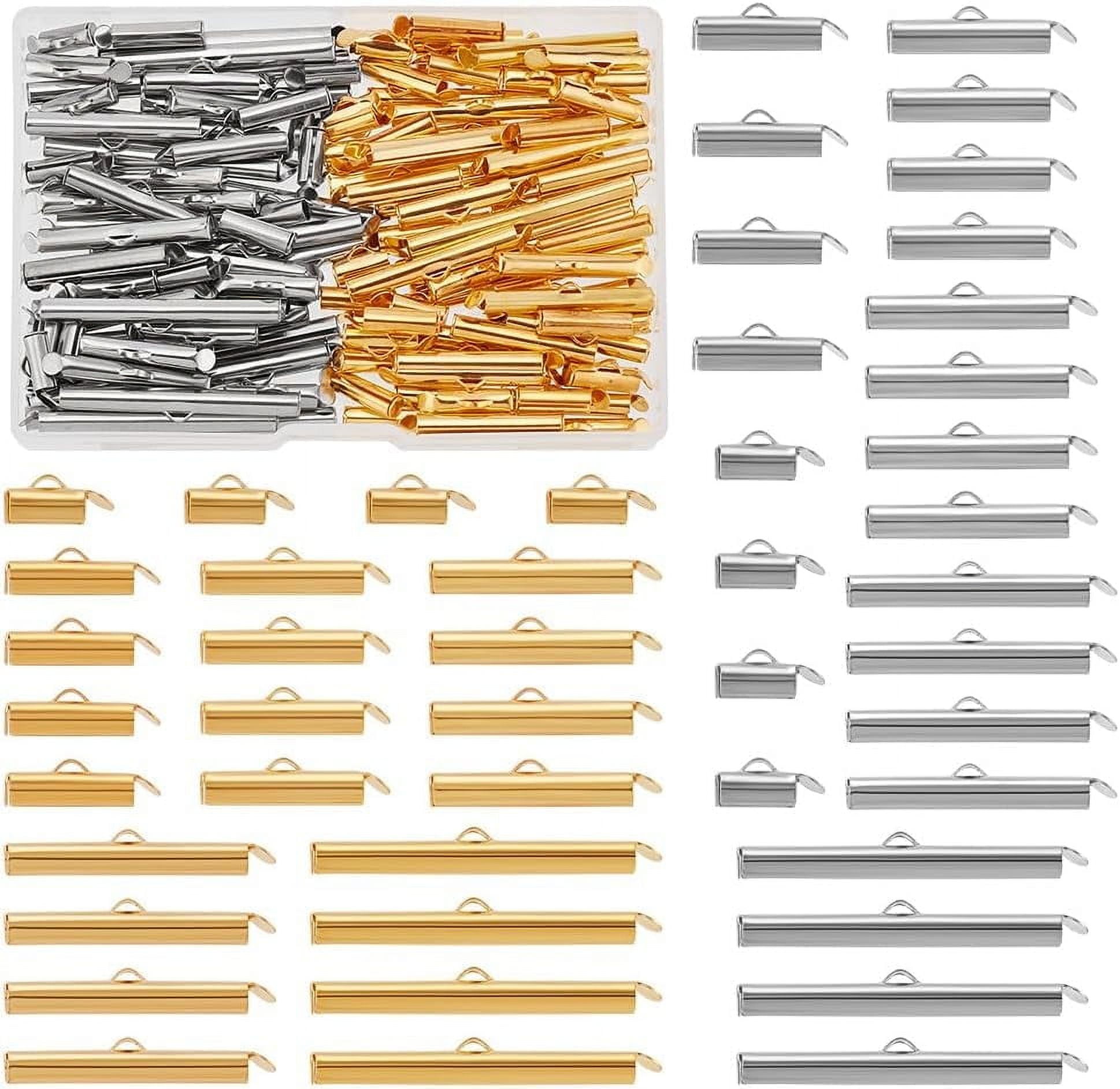 140PCS Slide on End Clasp 14 Styles Jewelry Tube End Bar Slider End ...