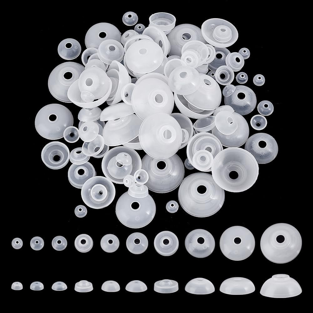 140Pcs 10 Styles Plastic Eyes Washers Flat Round White 10~38x5~19x1~2mm ...