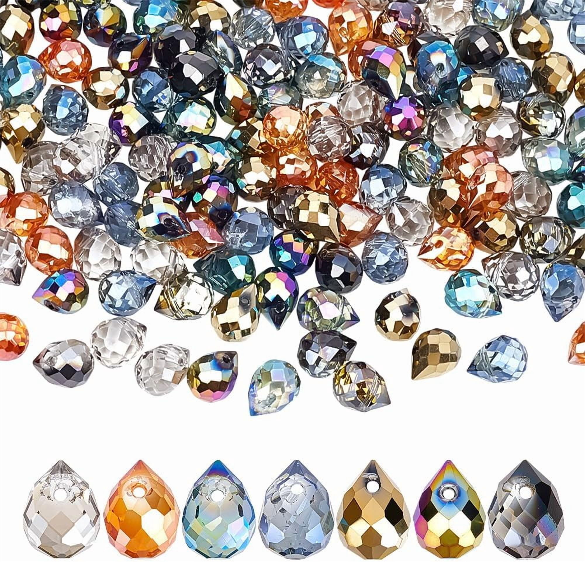 140Pcs 7 Colors Clear Teardrop Glass Beads 8mm Faceted Water Drop Craft ...