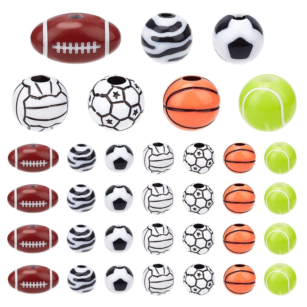 140Pcs 7 Styles Opaque Acrylic Beads DIY Jewelry Accessories Ball Mixed ...