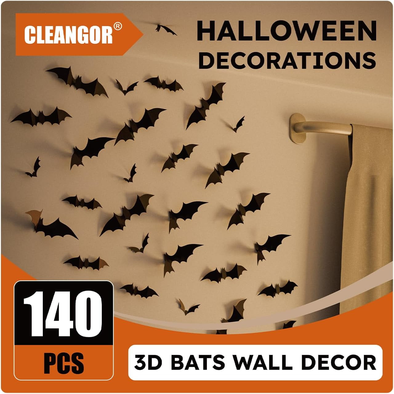 140Pcs Bats Wall Decor - 3D Bats Halloween Decorations, Halloween Party ...