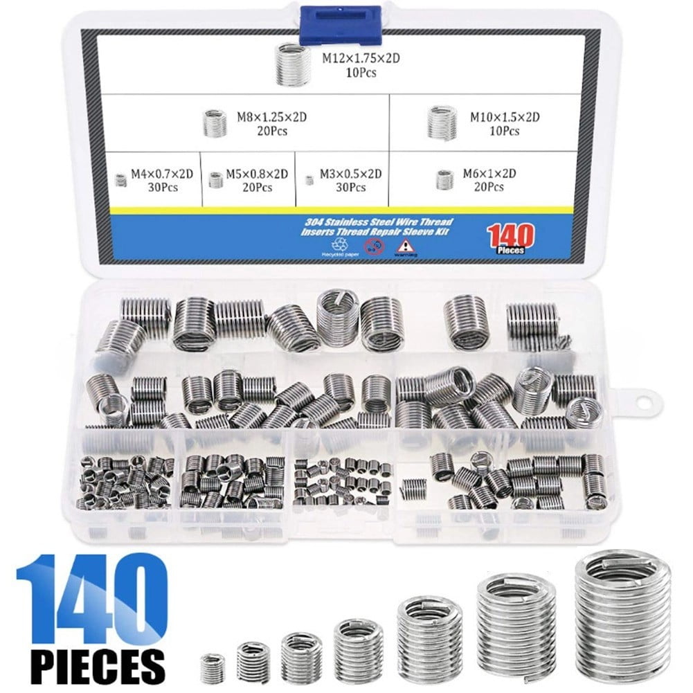 140Pcs Boxed Stainless Steel Self-Tapping Thread Guard Reinforcement ...