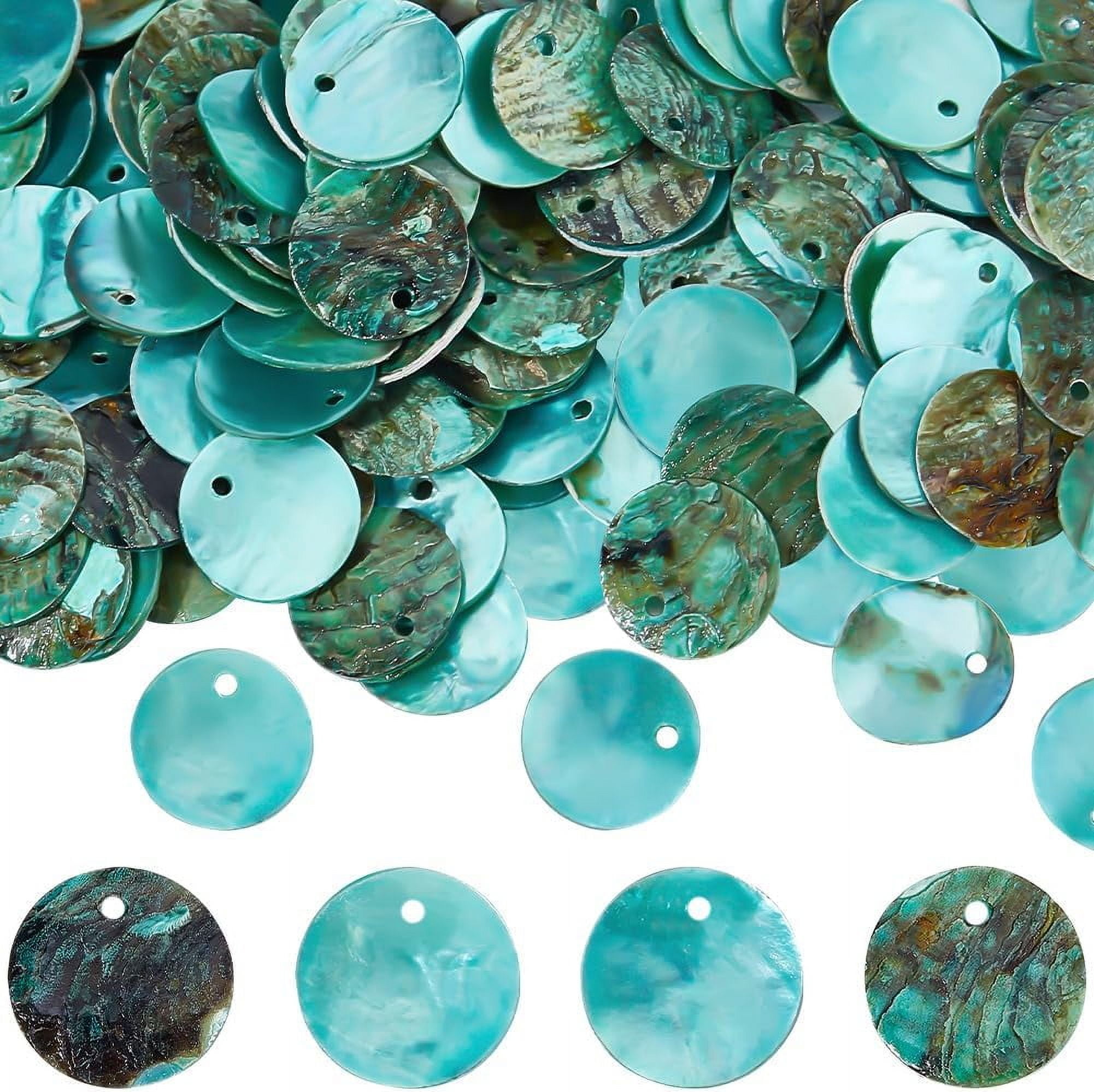 140Pcs Dyed Natural Akoya Shell Pendants Disc Charms Pale Turquoise ...