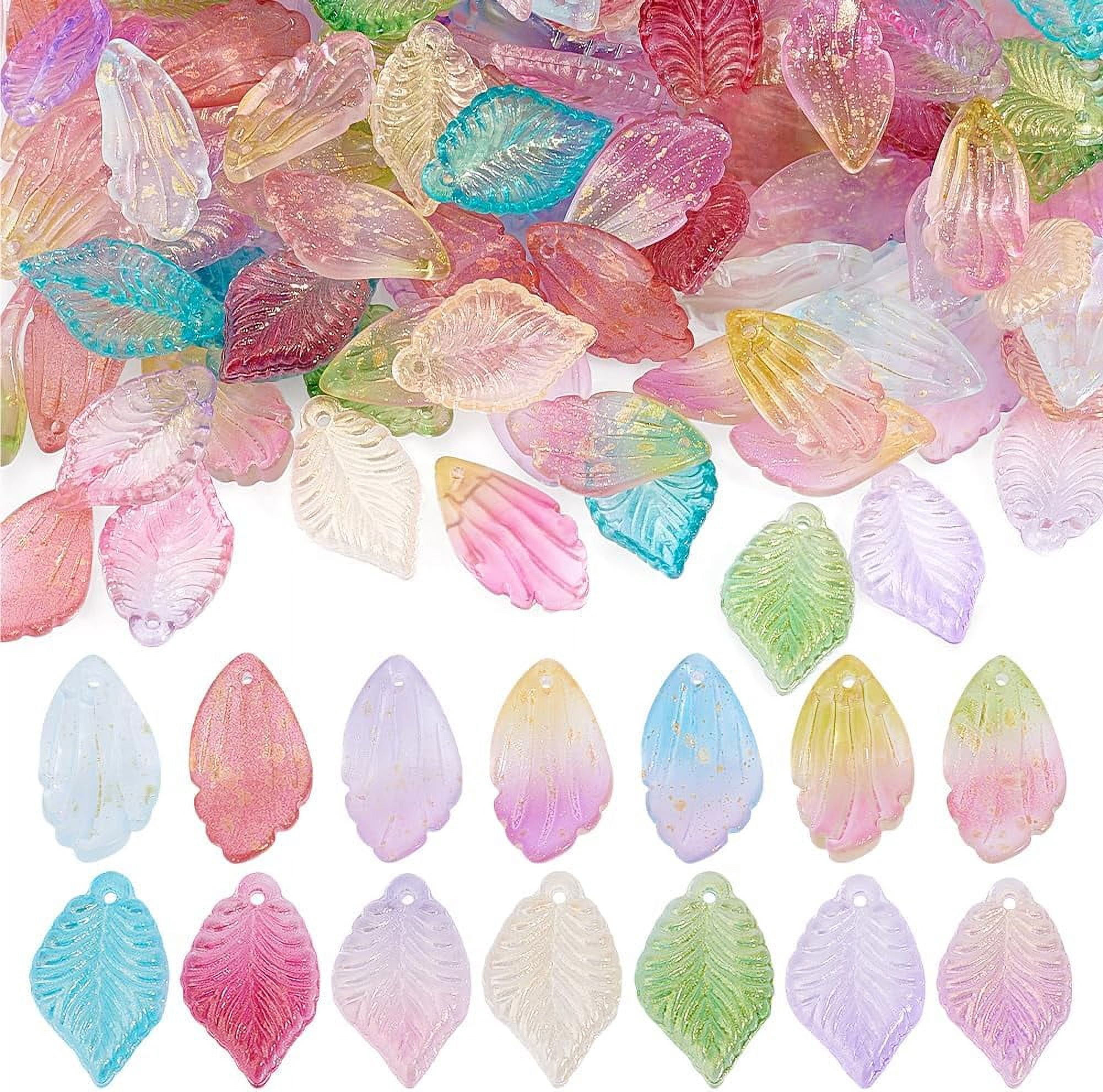 140Pcs Glass Leaf Beads 14 Colors Leaf Shape Beads Czech Glass Tree ...