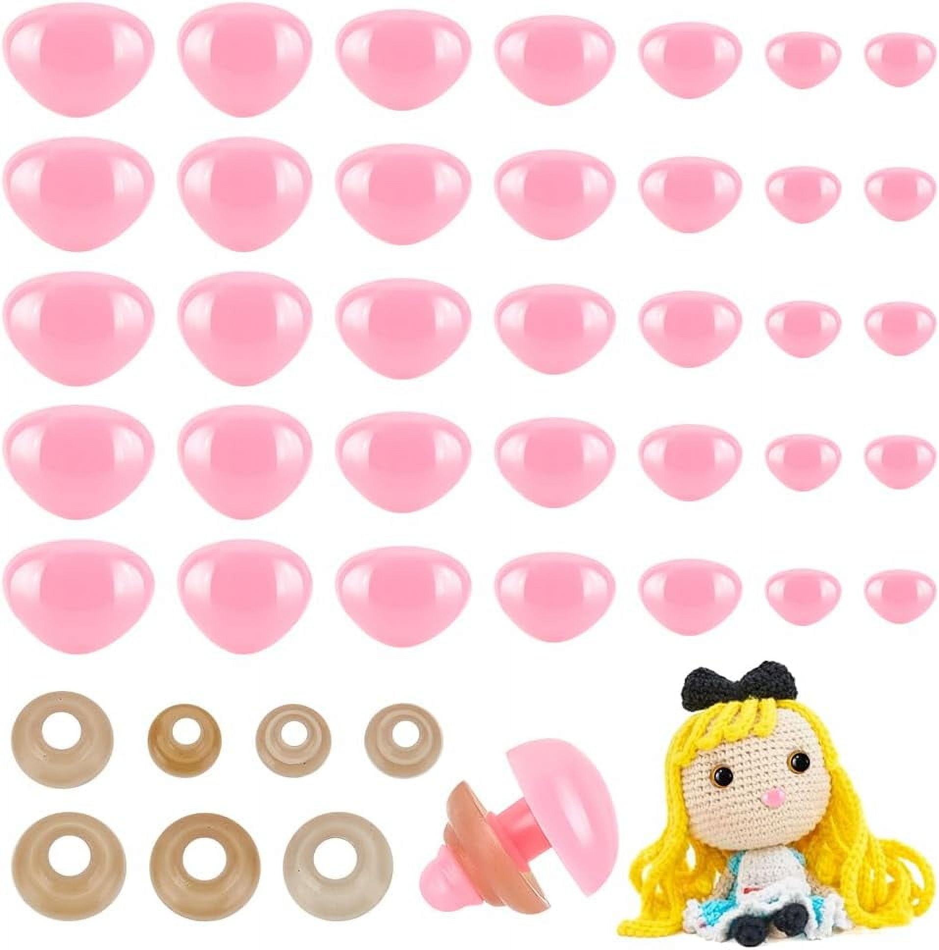 140Pcs Plastic Animal Safety Noses 7 Size Pink Craft Nose Plastic Noses ...