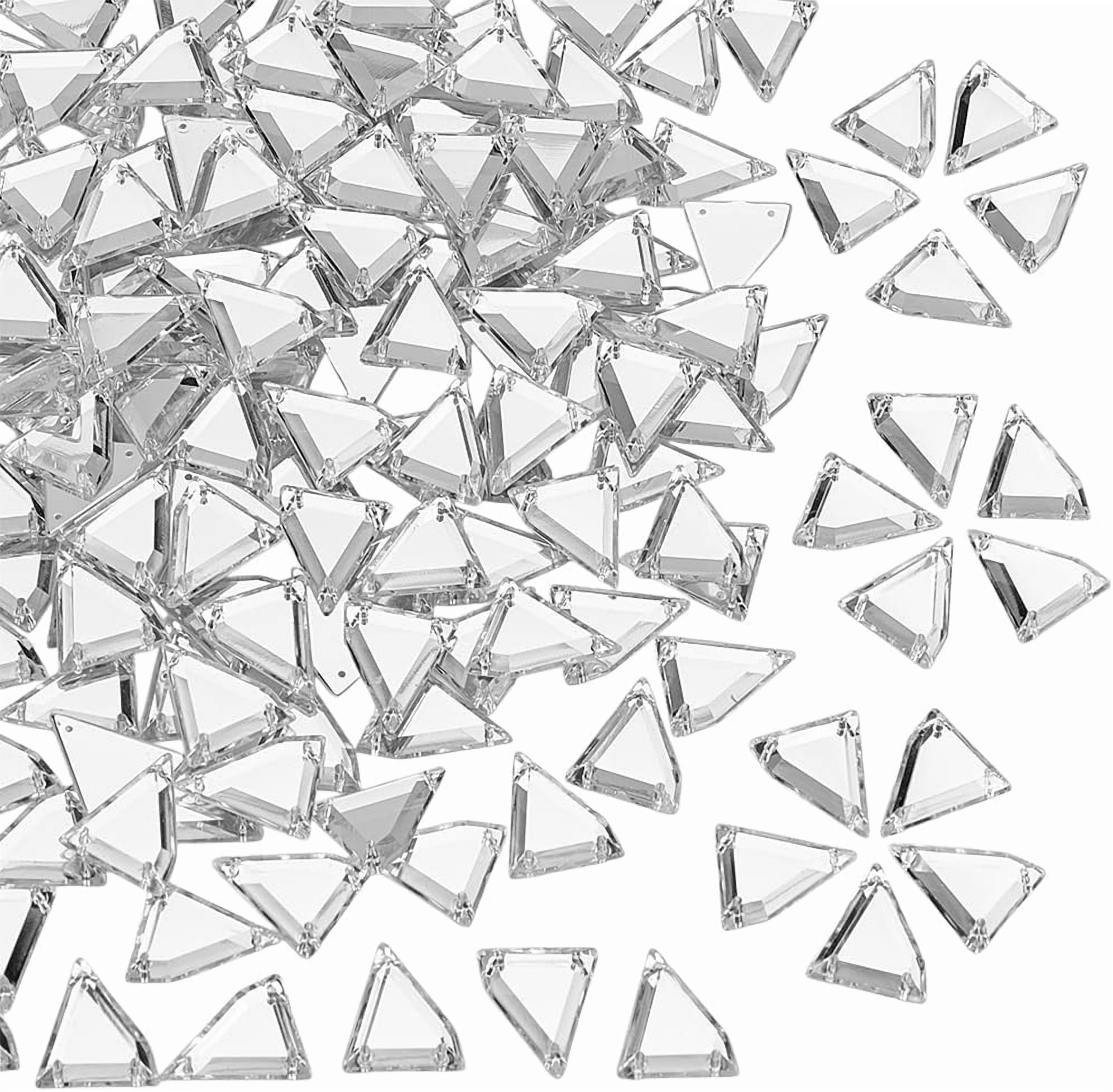 140Pcs Sew on Mirror Rhinestones Triangle Sew on Acrylic Mirror Diamond ...