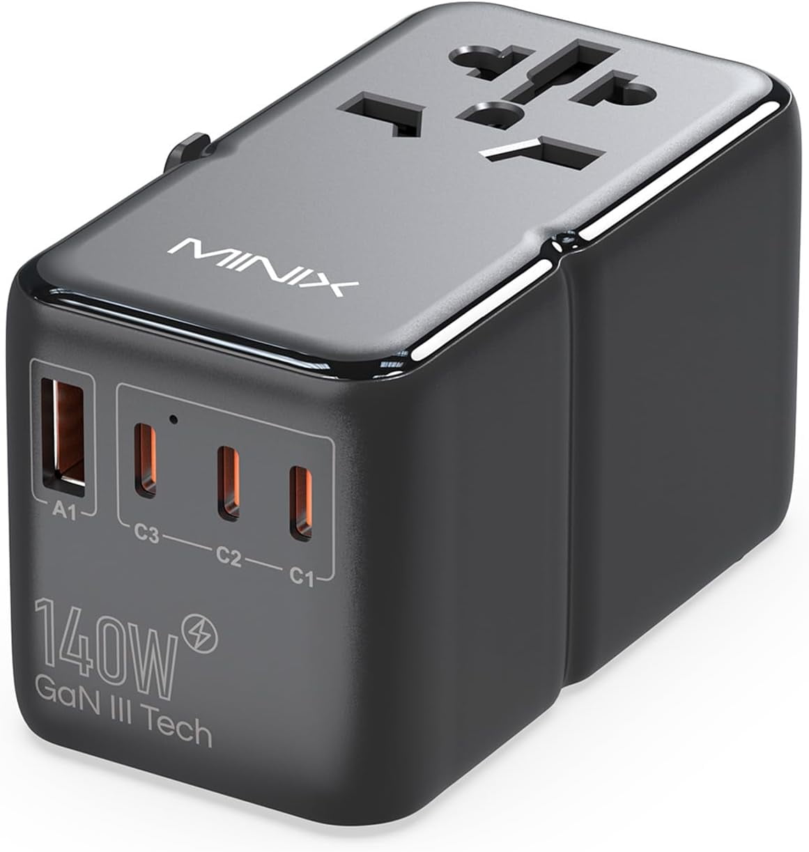 140W Universal Travel Adapter, GaN III International Power Adapter, 3 ...