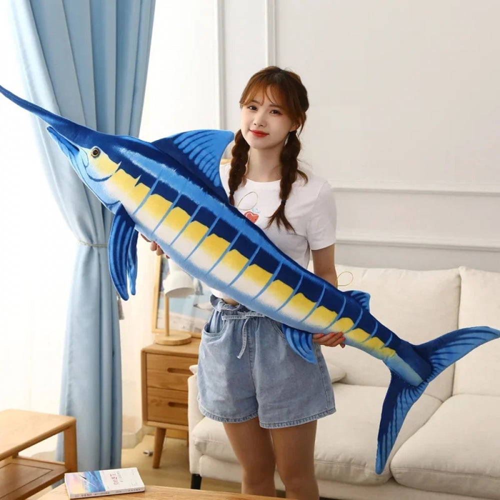 140cm Huge Simulation Bluefin Tuna Plush Toys Stuffed Soft Blue Marlin ...