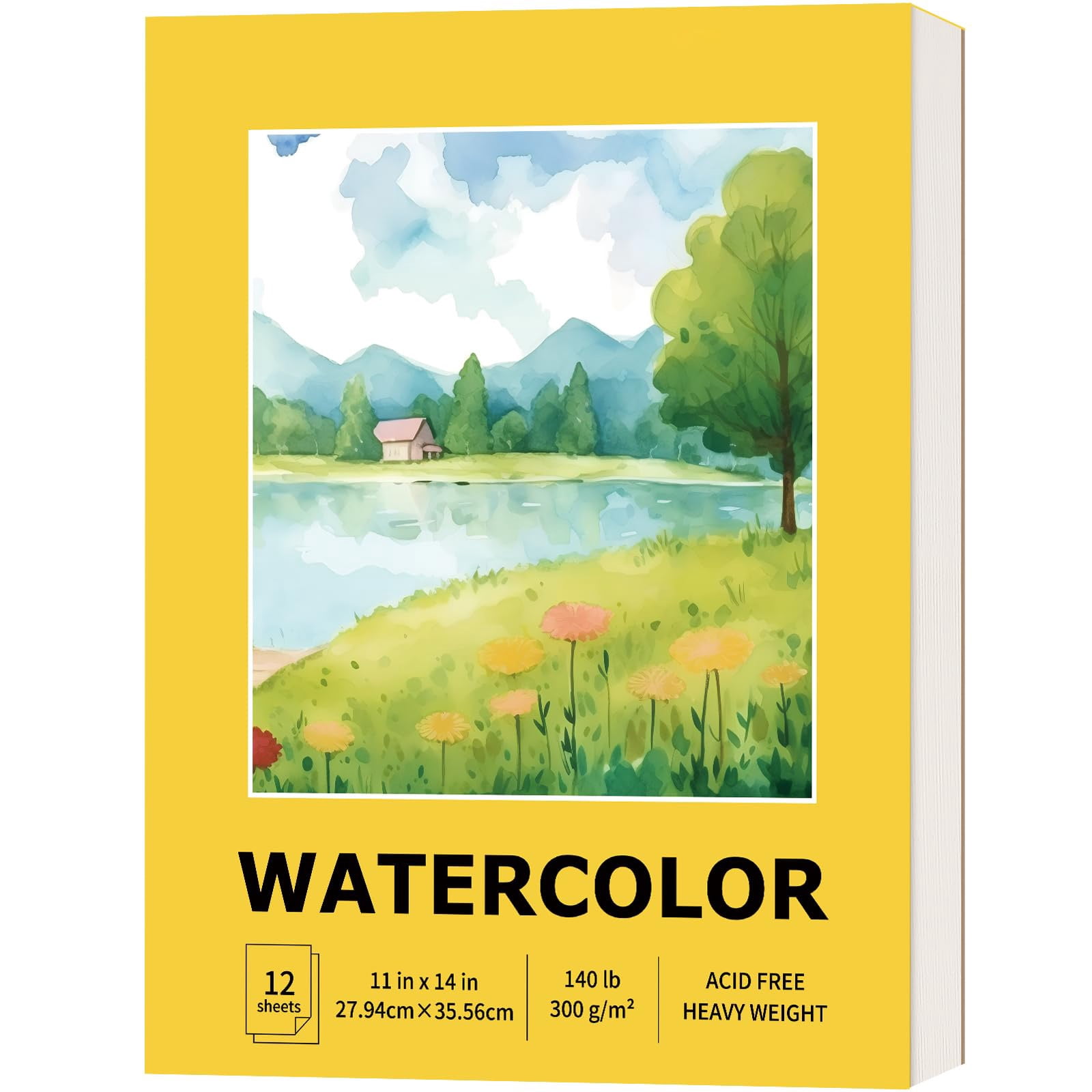 140lb Cold Press Watercolor Paper Pad 11x14, Professional Grade ...