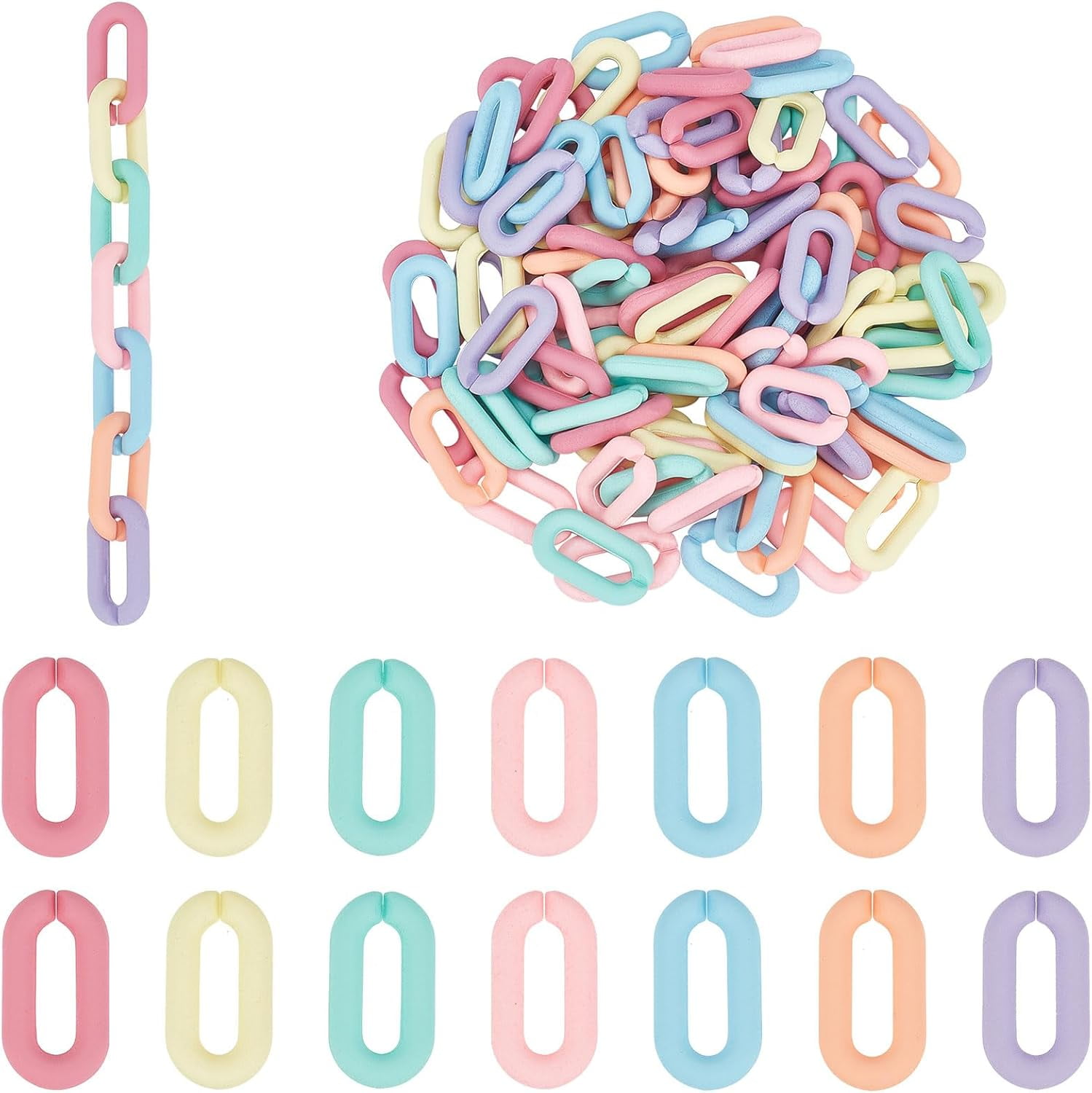 140pcs Acrylic Linking Rings 7 Colors Quick Link Connectors U-Shaped ...