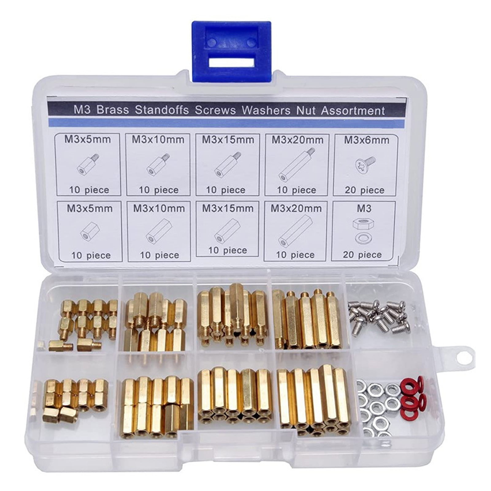 140pcs Brass Spacer Standoff Screw Nut Assortment Threaded Standoff Kit ...