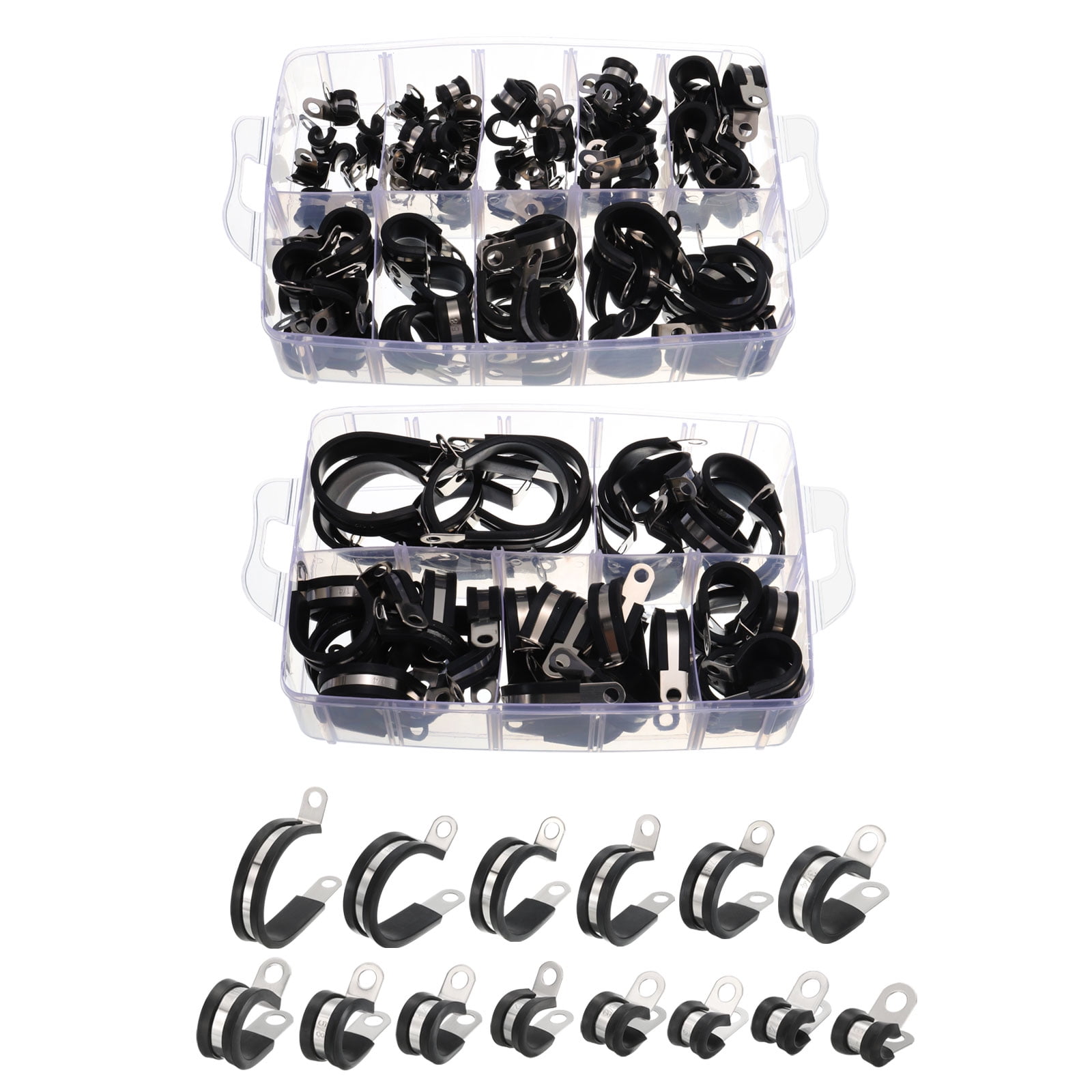 140pcs Cable Clamps Assortment Kit, Stainless Steel Rubber Cushioned ...