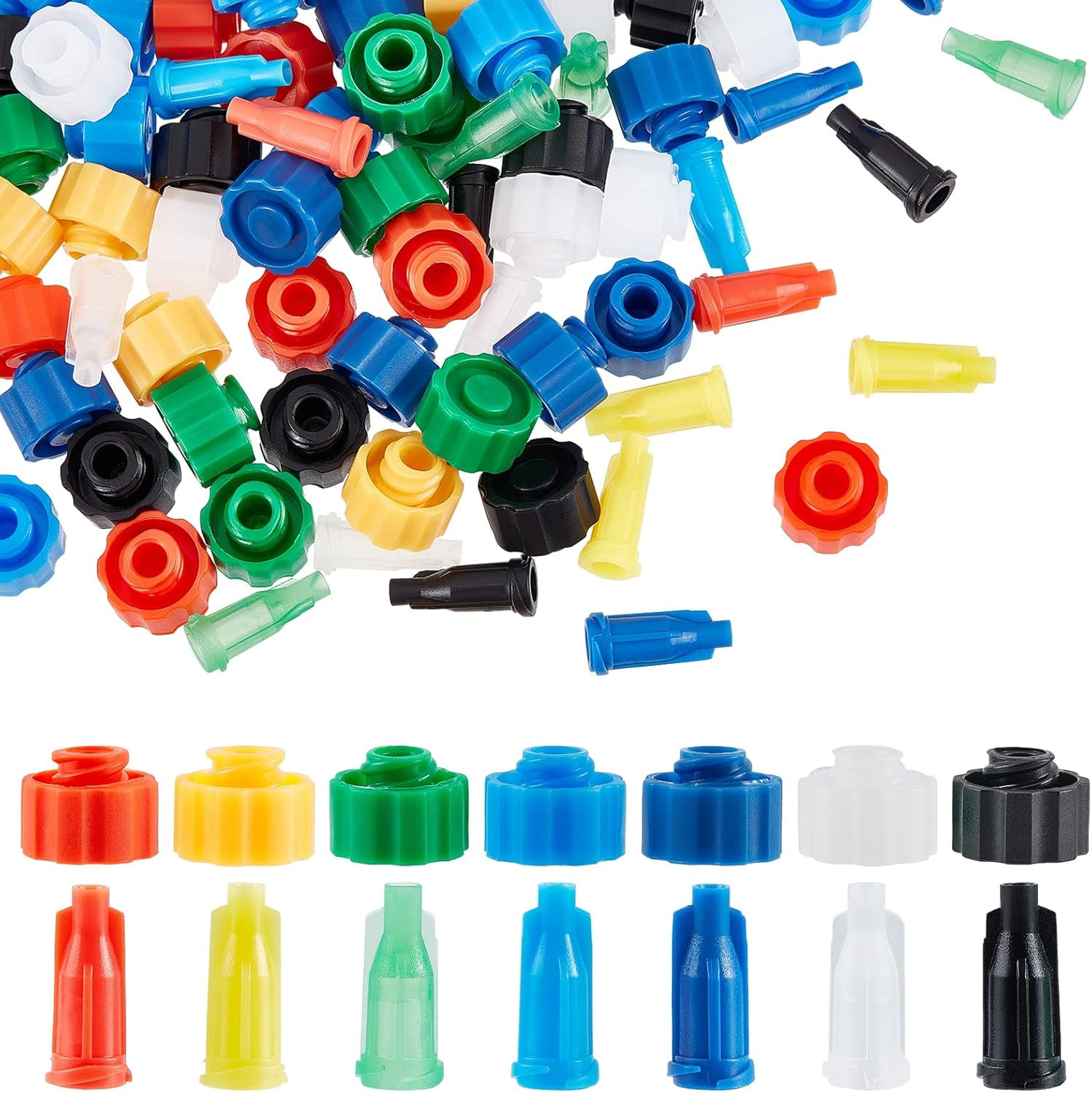 140pcs Syringe Tip Caps Luer Lock Tip Plastic Stopper Syringe Barrel ...