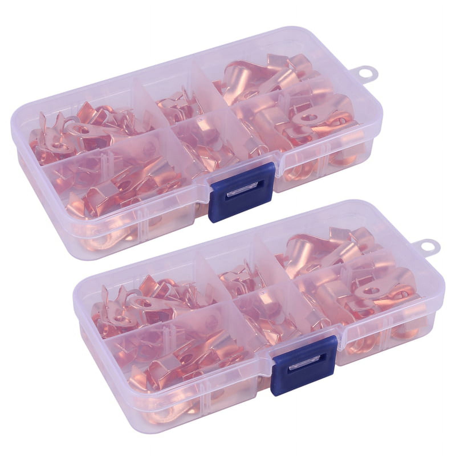 140x Open Copper Ring Lug Terminals Wire Crimp Connector Assortment Kit ...