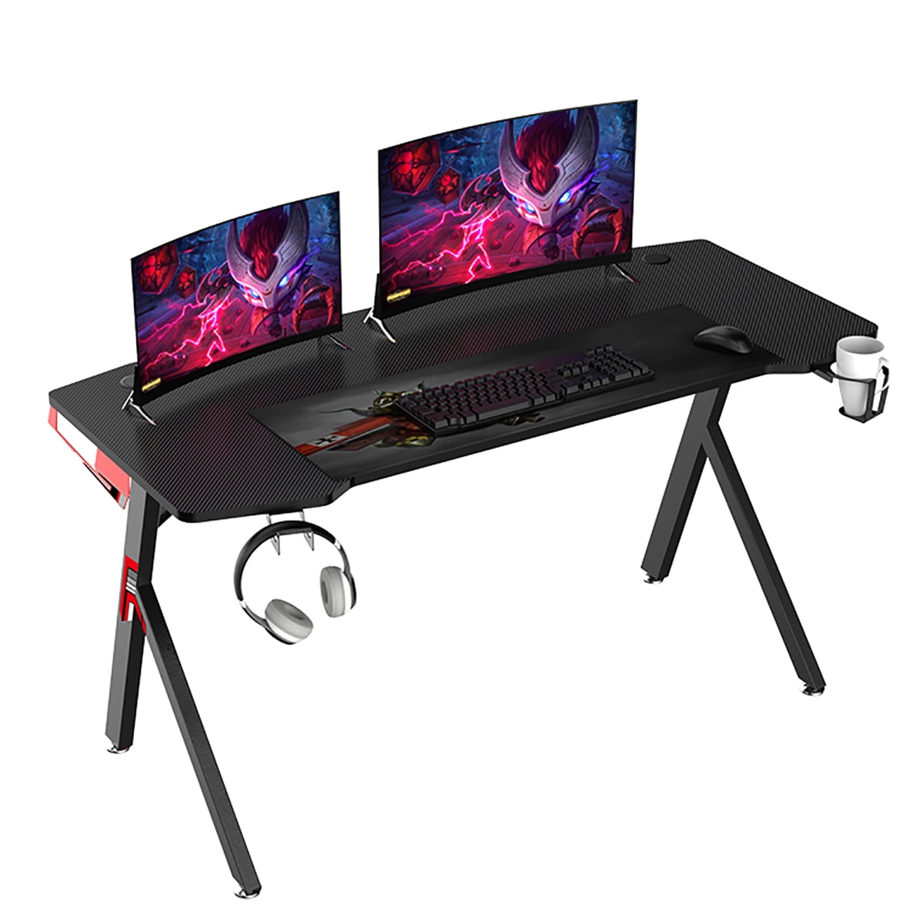 140x65x75cm Gaming Desk Computer Desk Table with Large Size Ergonomic ...